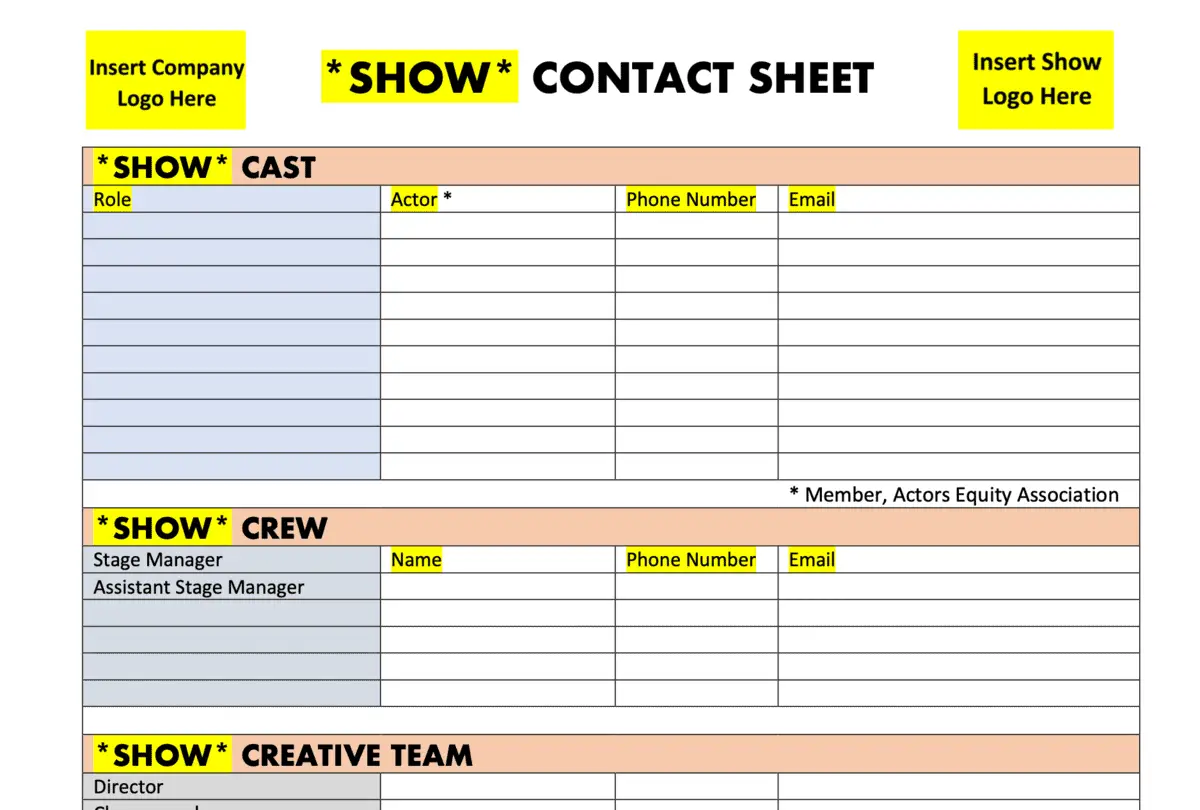 How to Make a Contact Sheet for Stage Managers - EVERYTHING BACKSTAGE